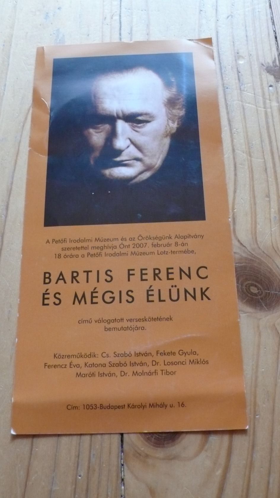 Bartis Ferenc bemutató meghívó szórólap (meghosszabbítva: 3435169169 ...