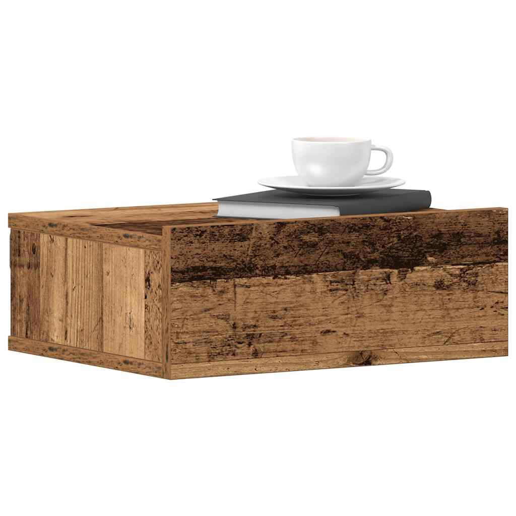 antik fa szerelt fa lebegő éjjeliszekrény 40x32x15 cm - Vatera.hu