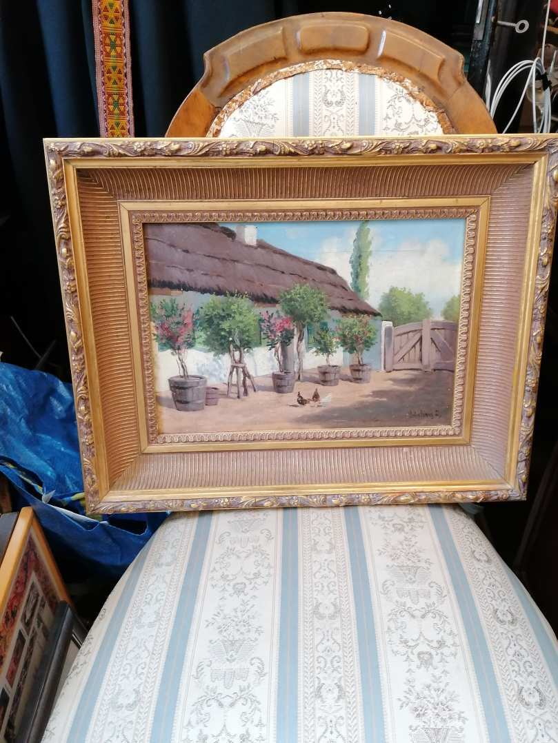 ANTIK OLAJ VÁSZON FESTMÉNY KERETBEN 40X50 CM - Vatera.hu