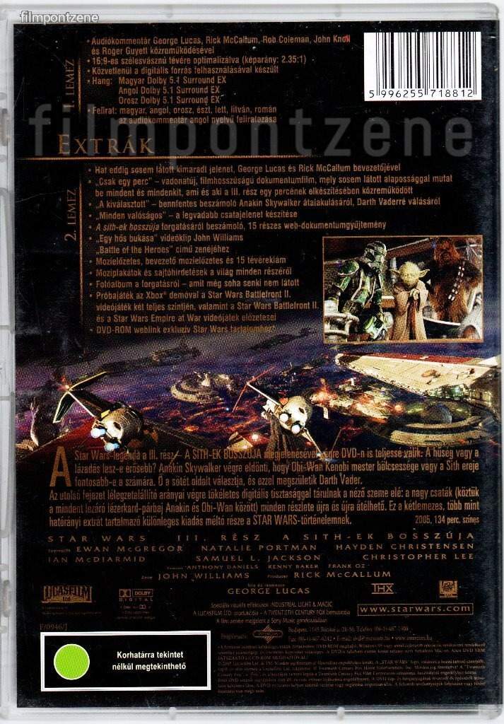 Star Wars I. - A Sith-ek bosszúja (2005) 2DVD duplalemezes Intercom ...
