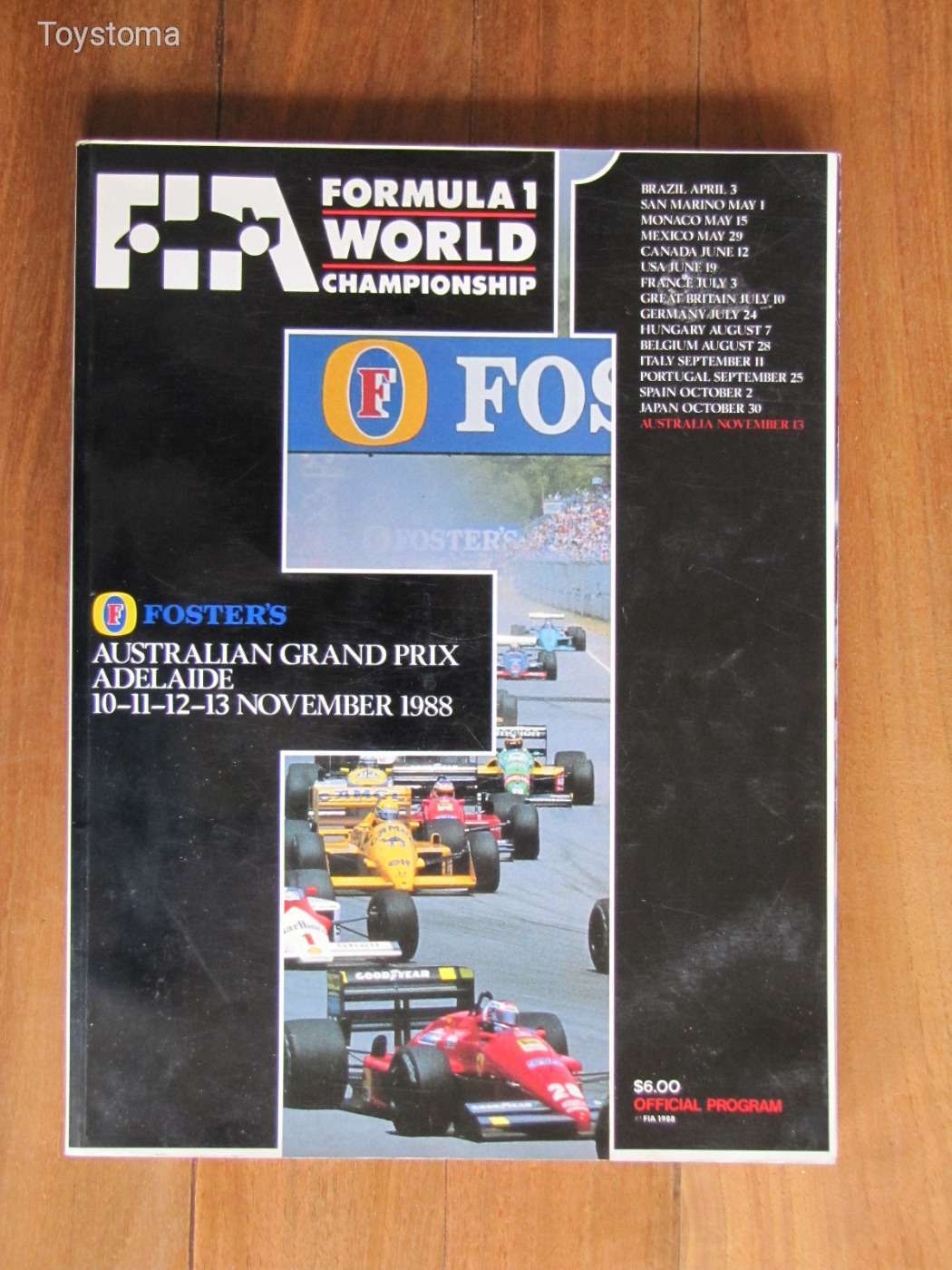 FIA FORMULA 1 WORLD CHAMPIONSHIP 1988 AUSZTRÁLIA OFFICIAL PROGRAM KÖNYV
