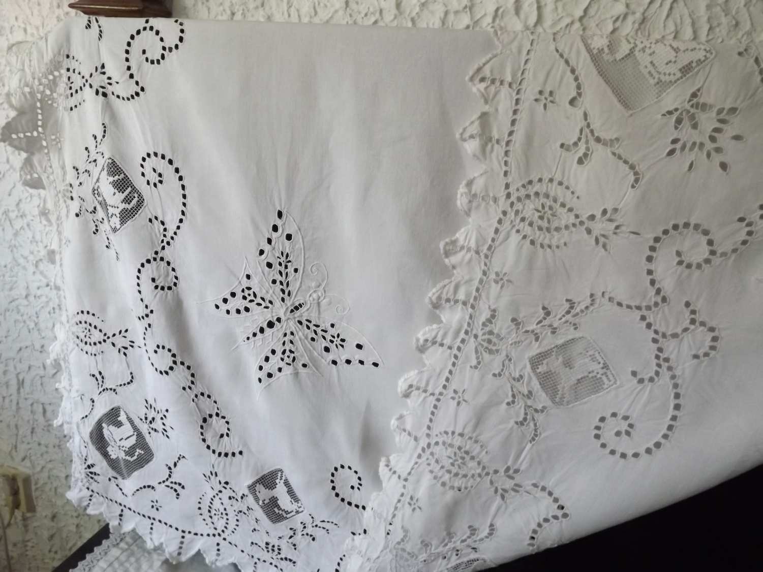 Régi kézi madeira függöny 146 széles, 125 cm magas (meghosszabbítva ...