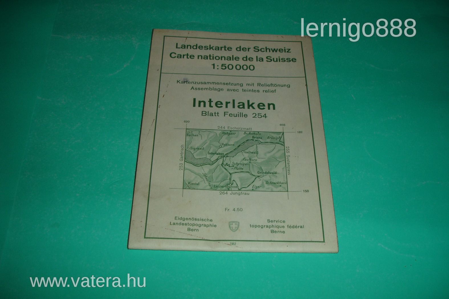 LANDESKARTE DER SCHWEIZ MAPS SVÁJC TÉRKÉP 1962 (meghosszabbítva ...