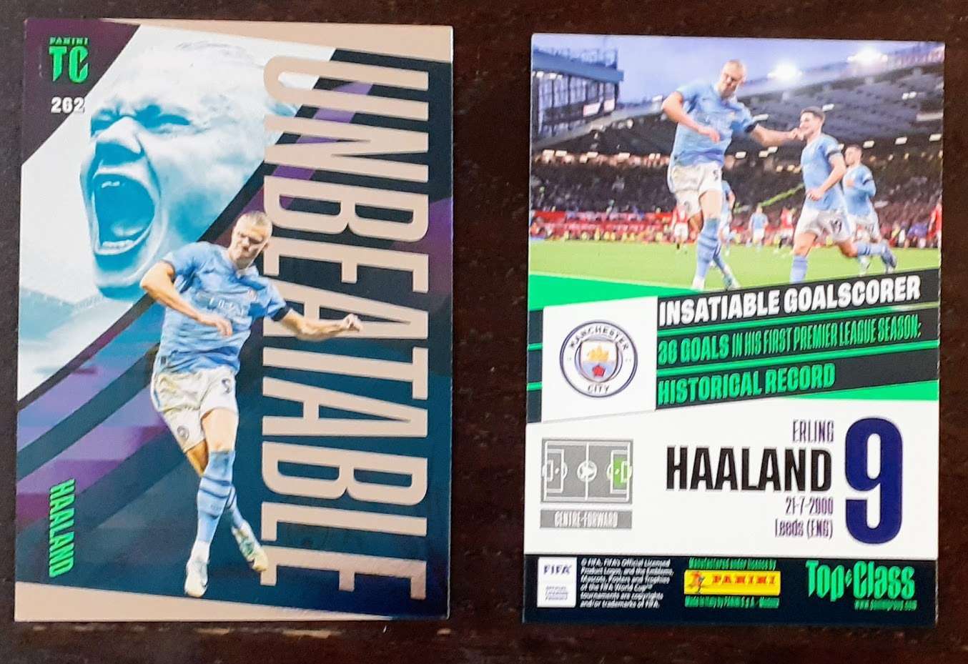 Erling Haaland Manchester City Unbeatable focis kártya Panini Top Class ...