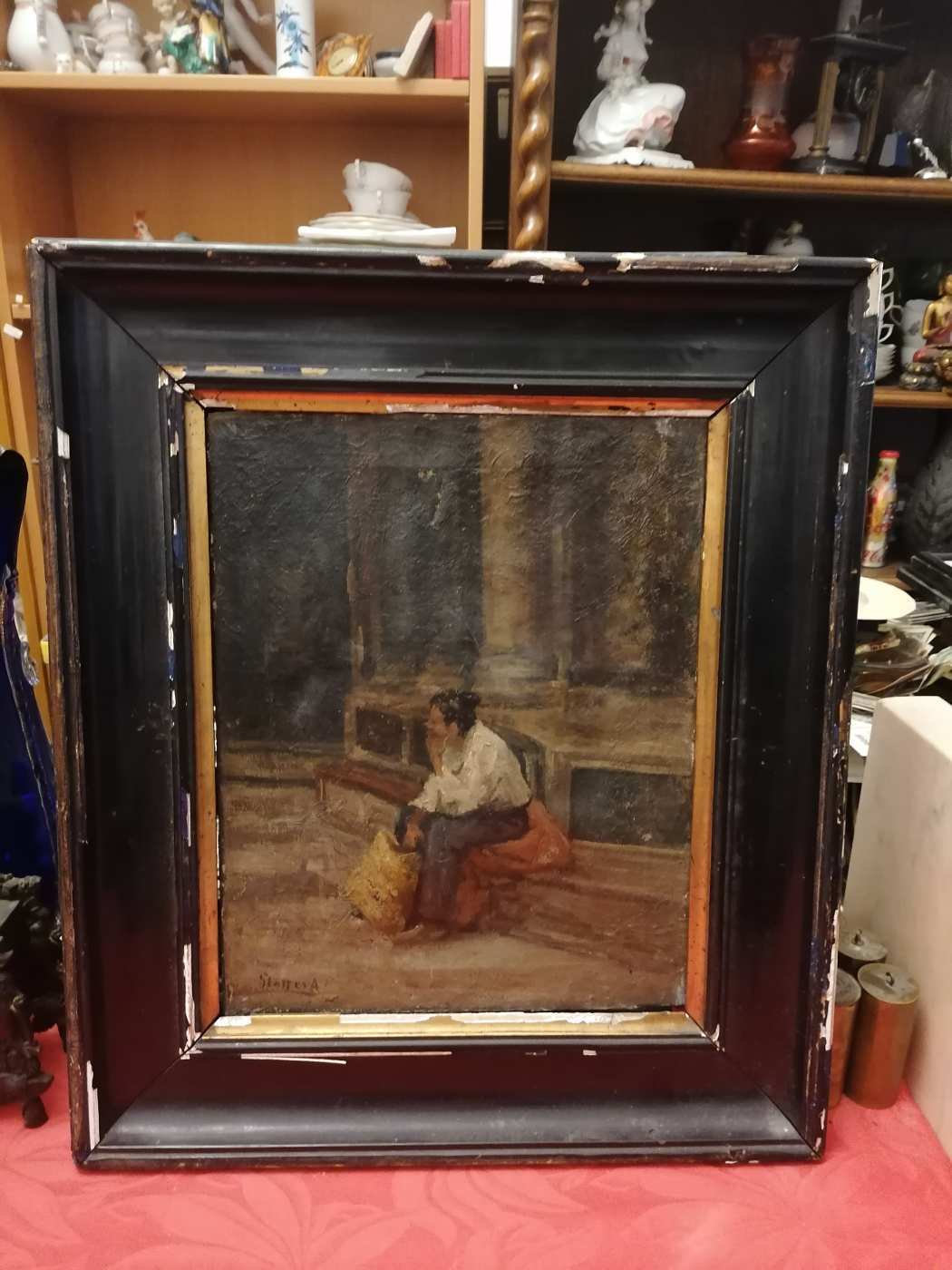 ANTIK OLAJ VÁSZON FESTMÉNY KERETBEN GLATTER ÁRMIN 56X48 CM - Vatera.hu