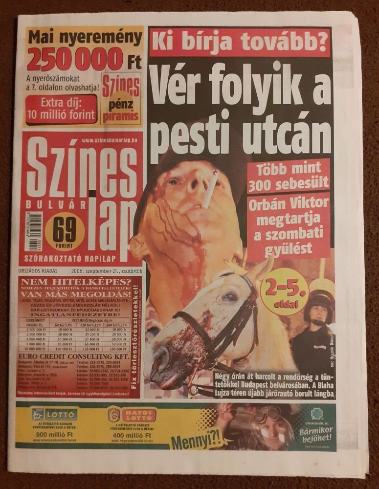 Színes Bulvár Lap (2006. szeptember 19.) őszödi beszéd, TV-ostrom ...