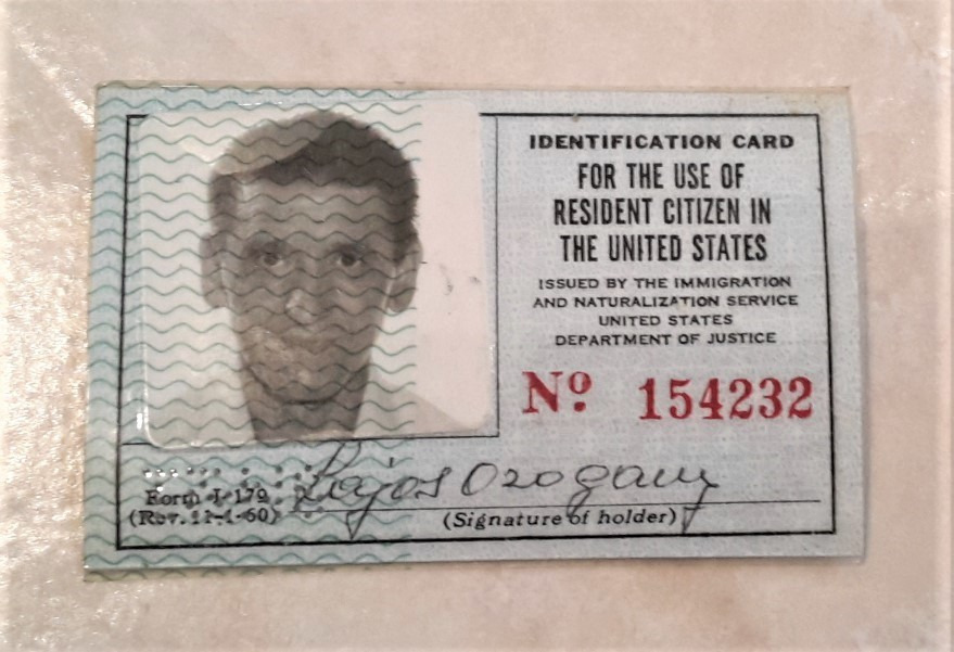 USA Los Angeles Immigration 1970 magyar resident citizen ID card ...