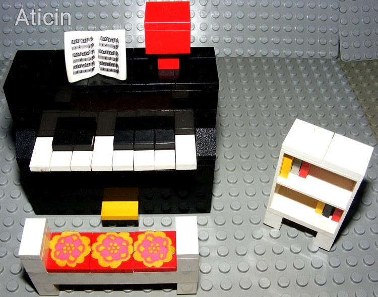 Lego 293 Piano, Bench & Shelves - zongora, pad, polc. Régi legó ...