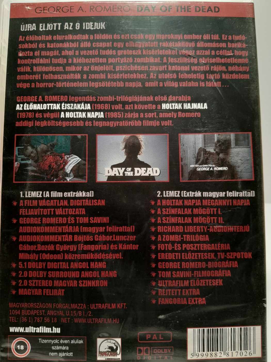 Jó állapotú DVD 178 A holtak napja -Duplalemezes- Lori Cardille, Terry ...