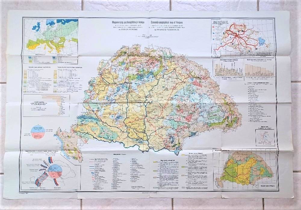 Nagy Magyarország gazdaságföldrajzi térkép Trianon határok 1927 - Fodor ...