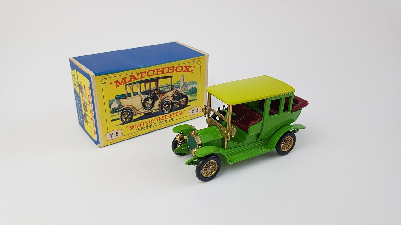 Matchbox Y-3 1910 Benz Limousine világoszöld színben, eredeti dobozával ...