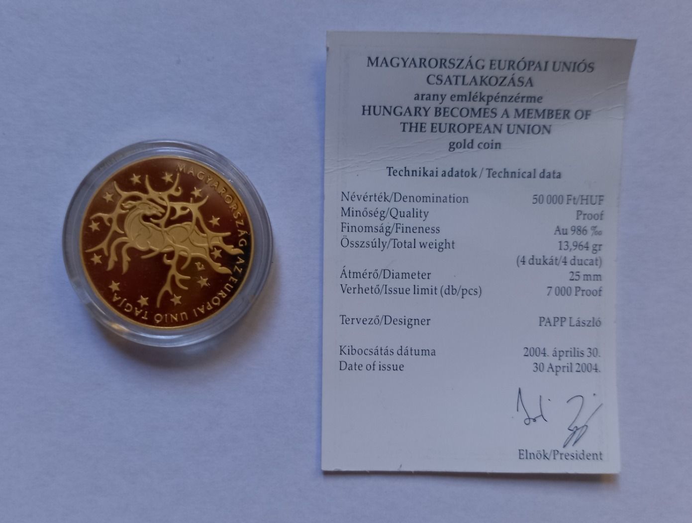 50000 Forint Arany Eml k rme 2004 Magyarorsz g Csatlakoz sa Az Eur pai 50000 Forint Arany Eml k rme 2004 Magyarorsz g Csatlakoz sa Az Eur pai