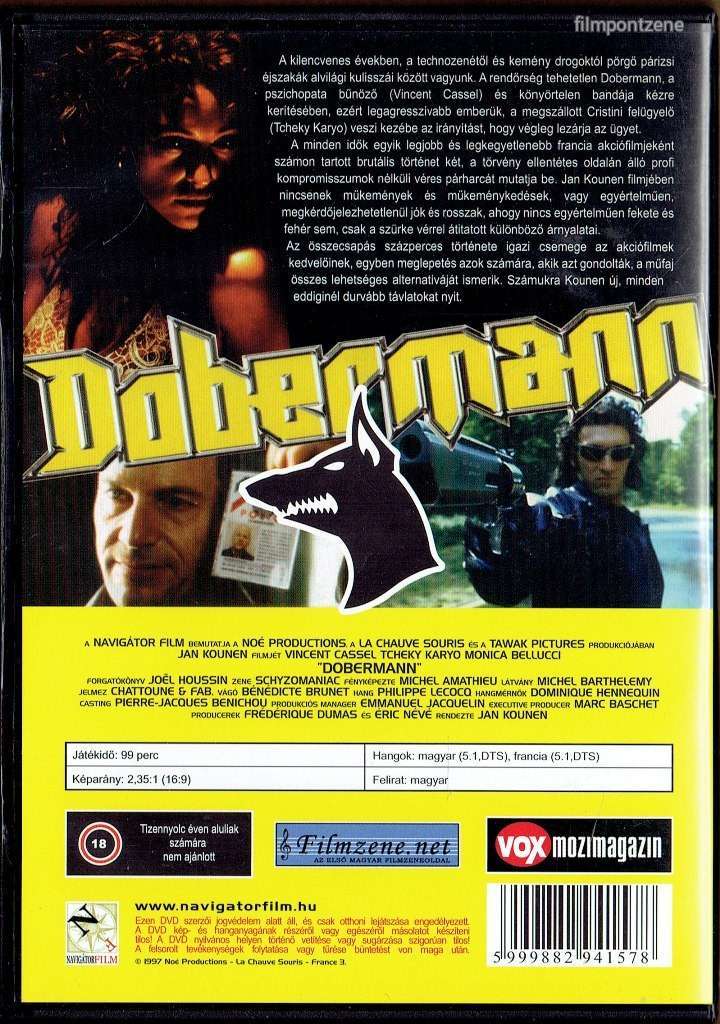 Dobermann (1997) DVD fsz: Vincent Cassel, Tchéky Karyo, Monica Bellucci