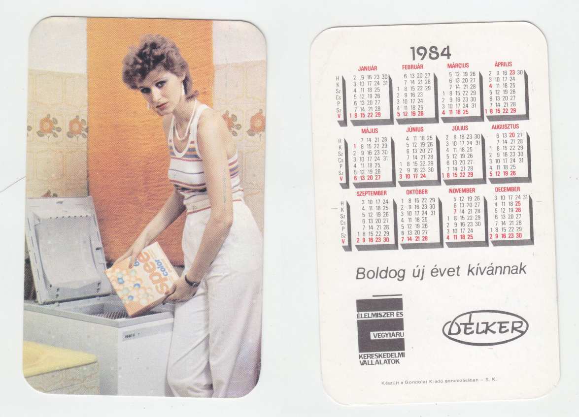 231 kártyanaptár Fiatal lány(ok) 1984 Délker mosópor (meghosszabbítva ...