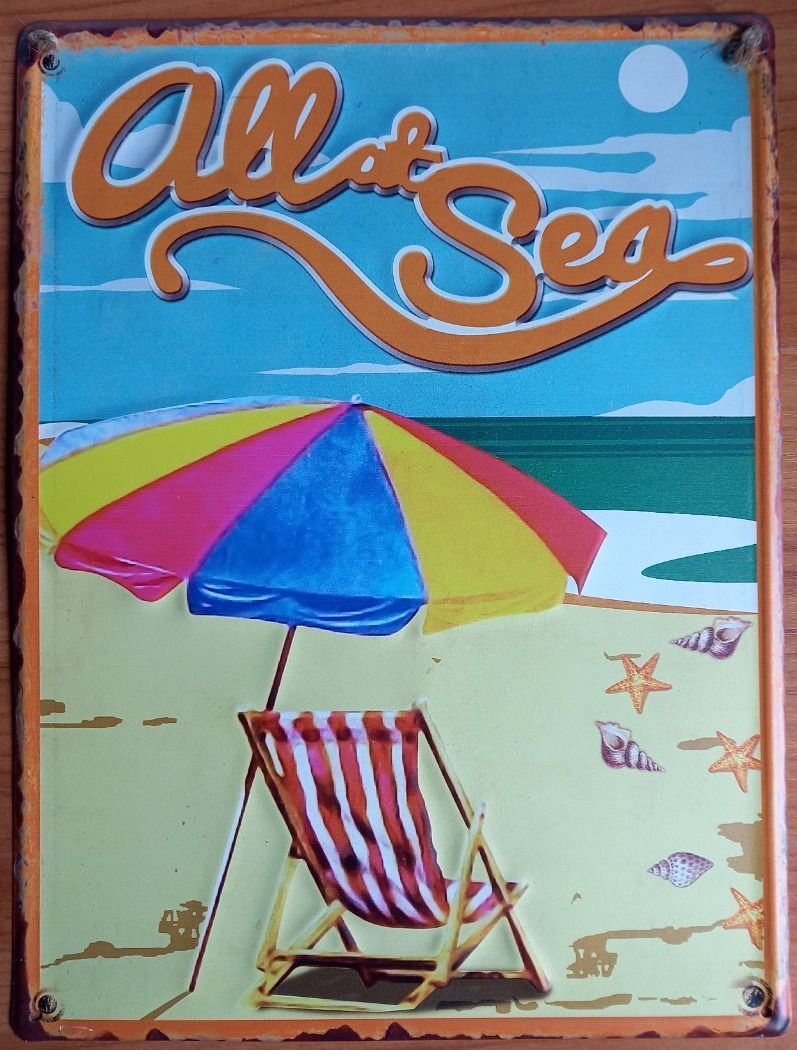 Dekorációs fém tábla (WELCOME BEACH) erősen dombornyomott 40x30cm