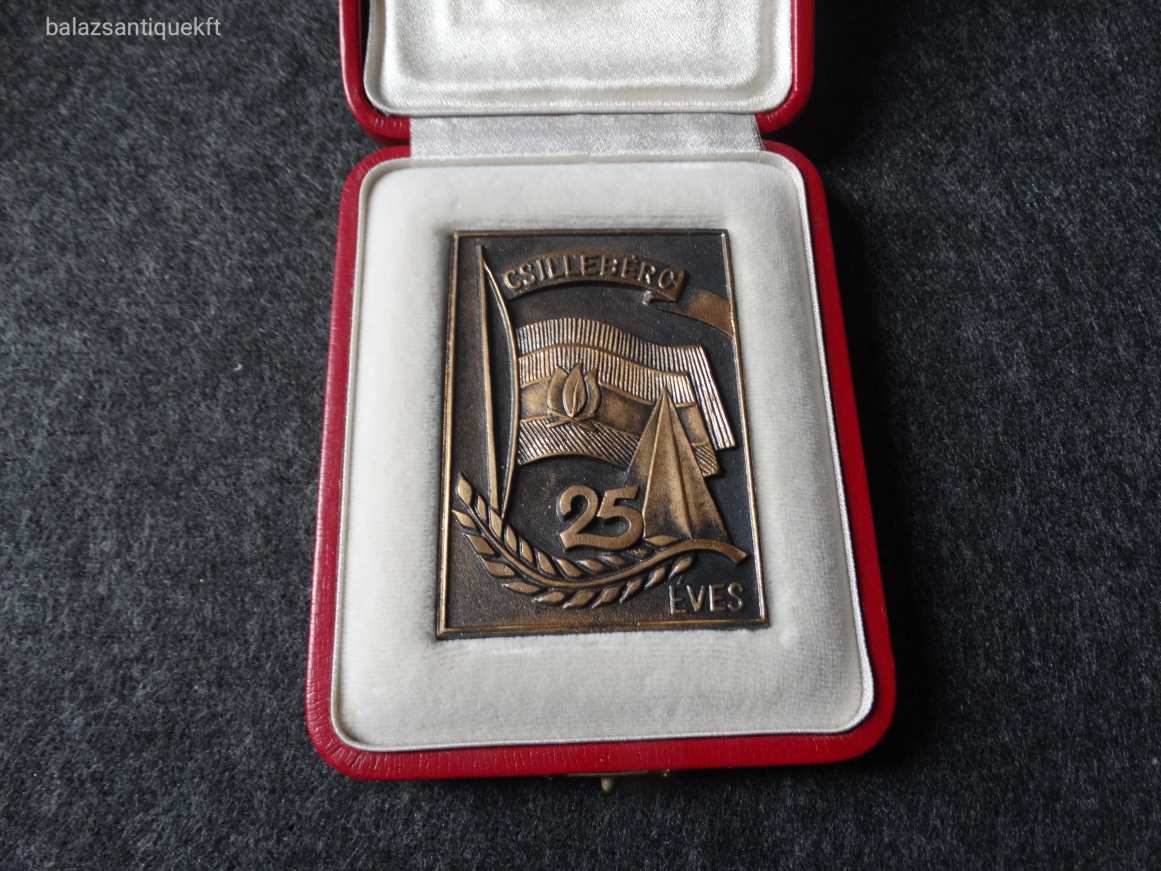 1973 - CSILLEBÉRC 25 ÉVES IMPOZÁNS BRONZ EMLÉKPLAKETT DÍSZDOBOZBAN ...